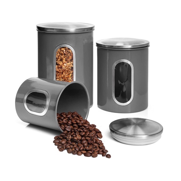 Accessories | 3 Pcs Canisters Kitchen Jars With See Through Window ...